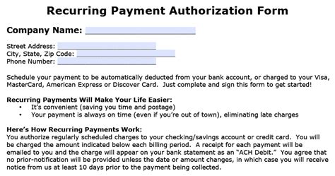 Recurring Payment Agreement Template