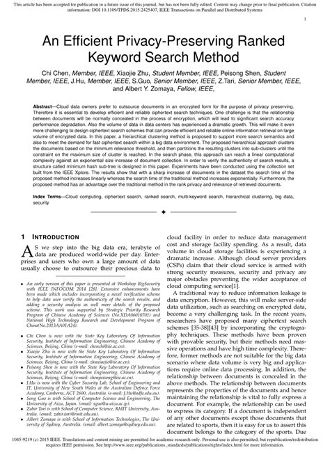 Pdf An Efficient Privacy Preserving Ranked Keyword Search Method