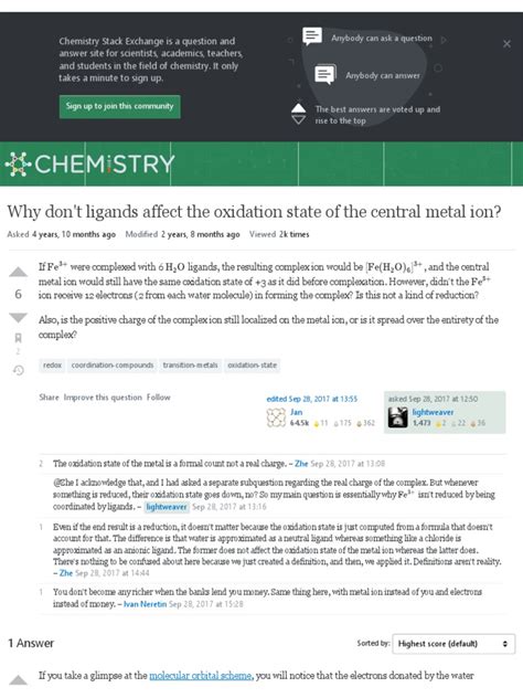 Redox Why Dont Ligands Affect The Oxidation State Of The Central Metal Ion Chemistry Stack