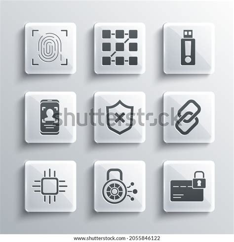 Set Cyber Security Credit Card Lock Stock Vector Royalty Free
