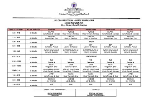 Template Class Program 2024 2025 Barasoain Pdf Philippines