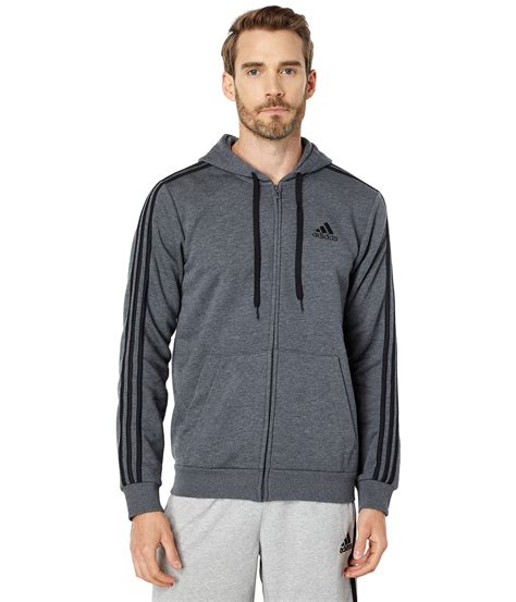 Adidas Mens Essentials Fleece 3 Stripes Full Zip Hoodie