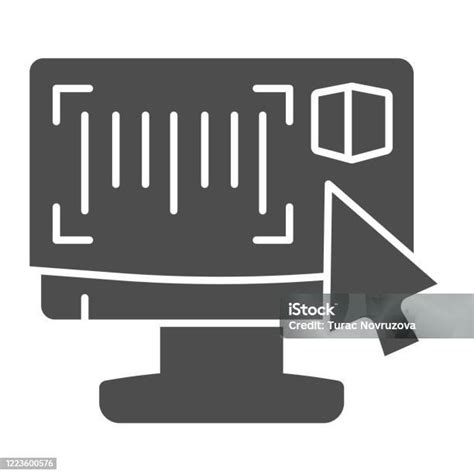 바코드 리더 솔리드 아이콘 물류 및 배달 서비스 기호 흰색 배경에 창고 레지스트리 벡터 기호 컴퓨터 Qr 코드 스캐너 및 품질