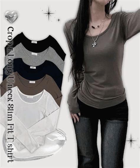 봄신상 크롭and롱ver슬림핏 기장별유넥랍빠슬림핏이너긴팔티5color 에이블리