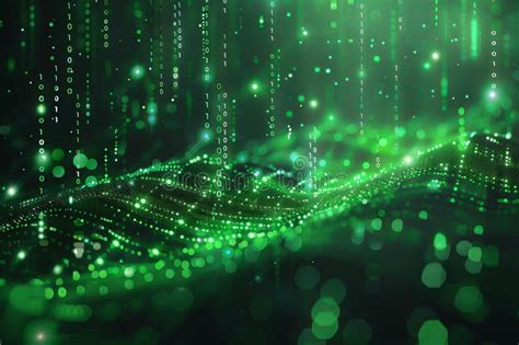 Depicting A Abstract Green Digital Background With Binary Code Illustration Dark Green