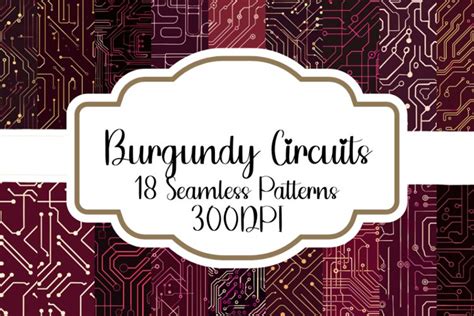 Burgundy Circuits Seamless Pattern Backgrounds