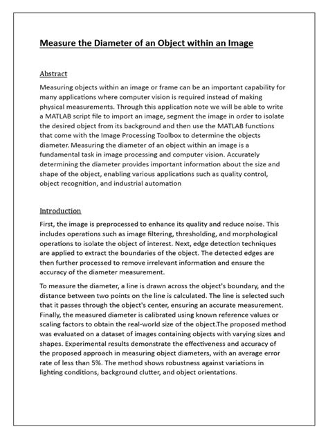 Measure The Diameter Of An Object Within An Image Pdf