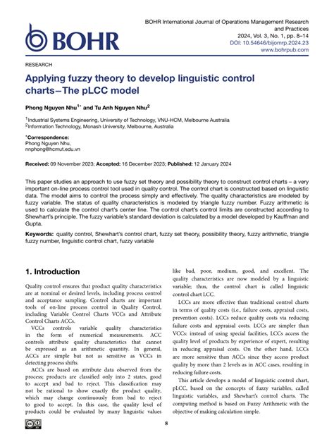 Pdf Applying Fuzzy Theory To Develop Linguistic Control Charts The Plcc Model