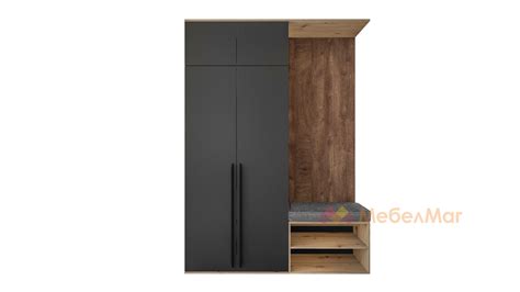 Портманто Хера дъб артисан с дъб натурал и карбон мат ️ ТОП Цена — МебелМаг