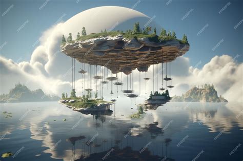 Premium Photo Surreal Scene Of Levitating Objects And Floating