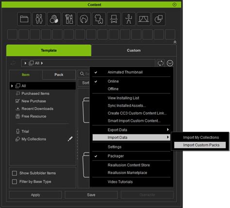 Exporting And Importing Custom Packs