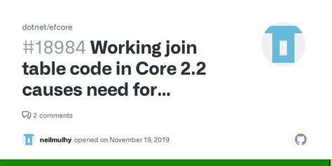 Working Join Table Code In Core 22 Causes Need For Migration · Issue 18984 · Dotnetefcore