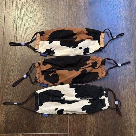 Pack Of 3 Baggu Cow Print Masks Lightly Worn Depop