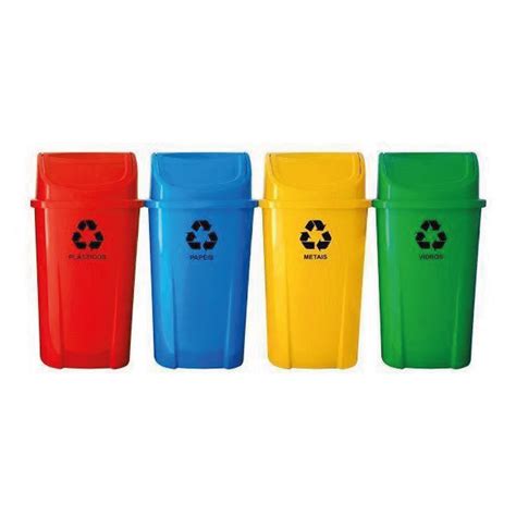 Kit 4 Lixeiras Para Coleta Seletiva 60 Litros Webplástico