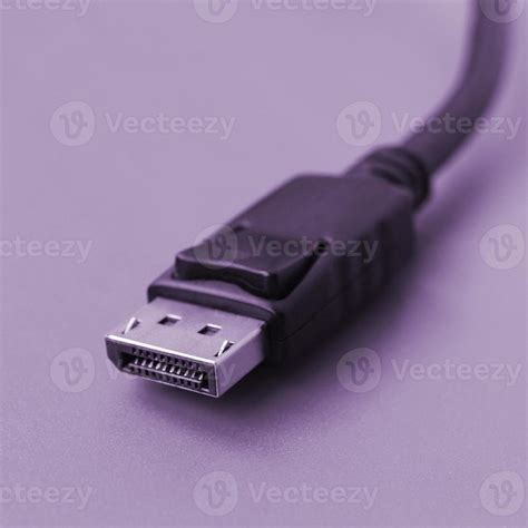 Pin Male DisplayPort Gold Plated Connector For A Flawless Connection On A Purple Backdrop