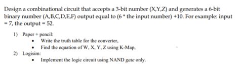 Solved Design A Combinational Circuit That Accepts A 3 Bit