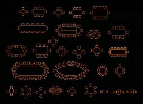 Dining Table Blocks In DWG 288 35 KB CAD Library
