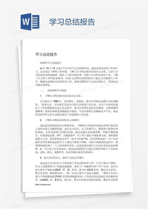 学习总结报告word模板下载 编号zakmoxbn 熊猫办公