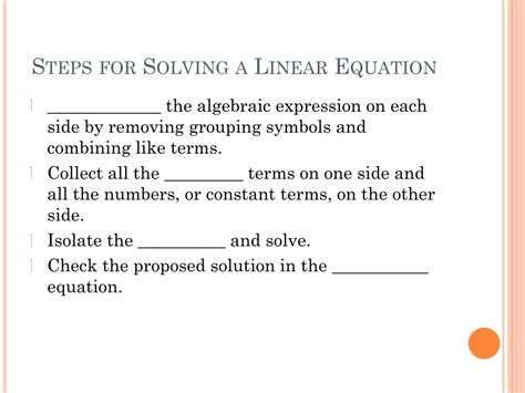 PPT Solving Linear Equations PowerPoint Presentation Free Download ID