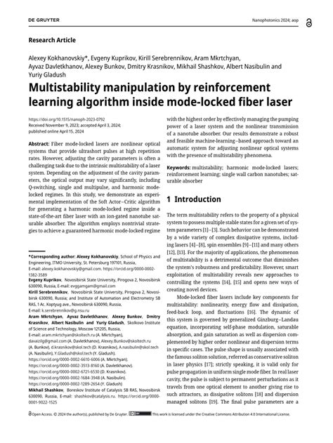 Pdf Multistability Manipulation By Reinforcement Learning Algorithm