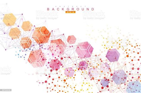 6 각형 추상적인 배경입니다 큰 데이터 시각화입니다 글로벌 네트워크 연결입니다 의료 기술 과학 배경입니다 벡터 일러스트 레이 션 배경 주제에 대한 스톡 벡터 아트 및 기타