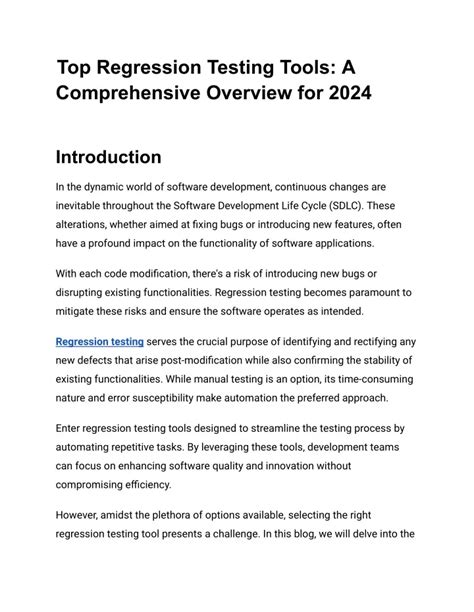 ppt top regression testing tools a comprehensive overview for 2024