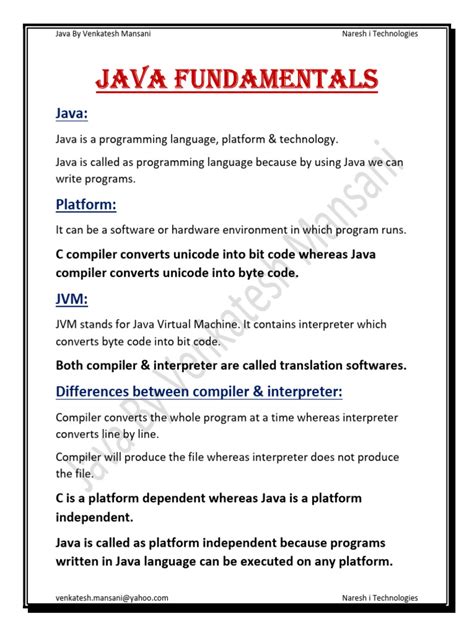 Java Fundamentals Part 1 Pdf Java Programming Language Java