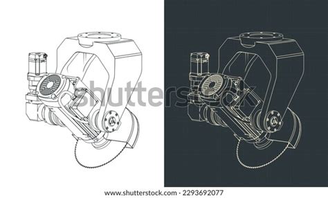 Stylized Vector Illustration Blueprints Cnc Saw Stock Vector Royalty Free 2293692077