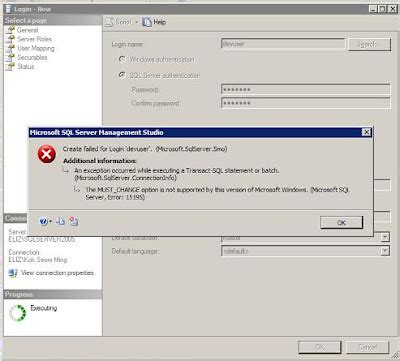 Application Development Create Failed For Login Xxx Microsoft SqlServer Express Smo