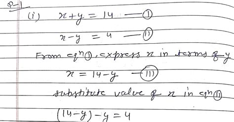 pair of linear equation in two variables exercise 3 2 substitution method