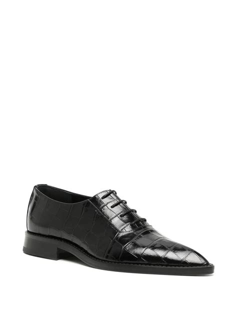 Victoria Beckham Crocodile Effect Leather Oxford Shoes Black