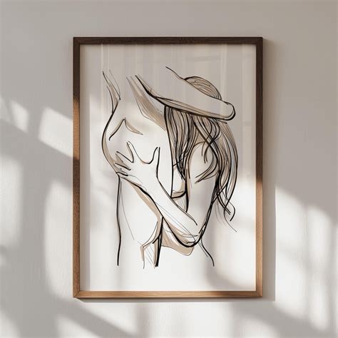 Sensual Wall Art Nude Couple Sketch Intimate Lovers Poster Bedroom