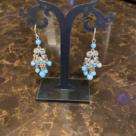 Nordstrom Jewelry Silver Turquoise Dangle Beaded Vintage Pierced