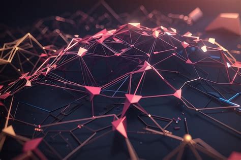 Premium Ai Image 3d Render Of A Low Poly Plexus Design Network Communications Technology