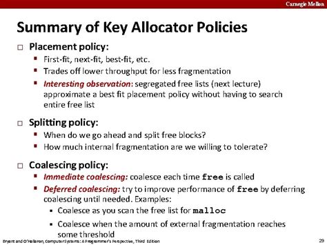 Carnegie Mellon Userlevel Dynamic Memory Allocation Malloc And