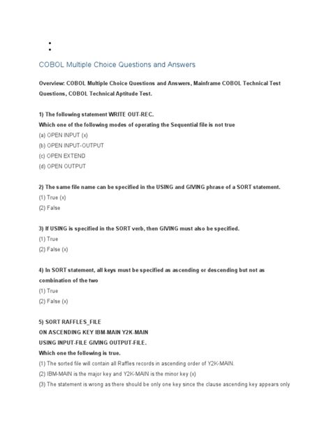 cobol multiple choice questions and answers pdf subroutine c