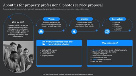 About Us For Property Professional Photos Service Proposal Ppt Clipart Ppt Template