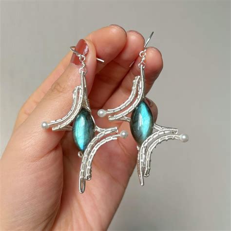 Blue Star Earrings Handmade By Me The Main Stone Is Labradorite💙 R