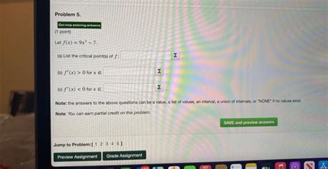 solved problem 5 1 point let f x 9x3−7 a list the
