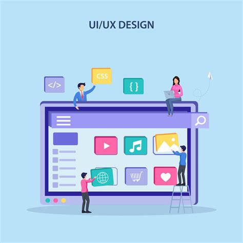 Ui Ux Design Concept Creating An Application Design Content And Text Place Vector