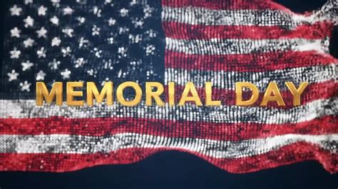 Glowing Particle Animation Forming Us Flag And Memorial Day Text Stock