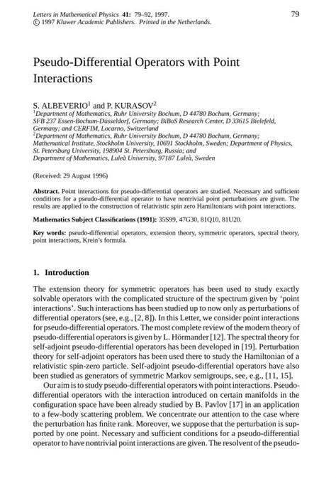 PDF Pseudo Differential Operators With Point Interactions DOKUMEN TIPS