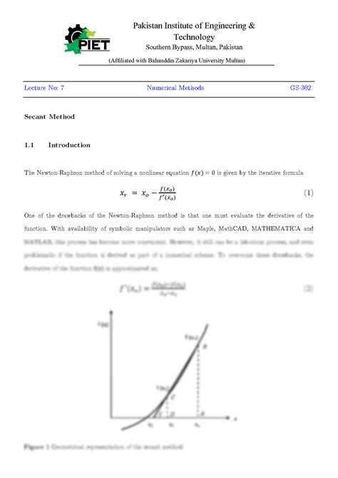 Solution Secant Method Studypool
