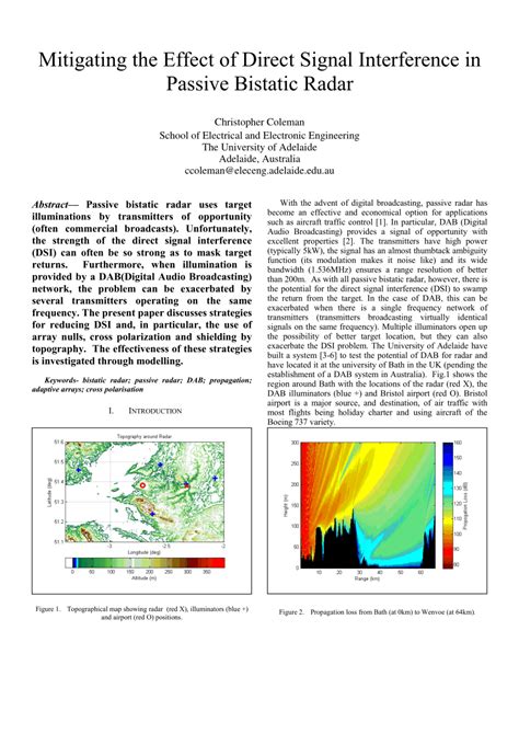 Pdf Mitigating The Effect Of Direct Signal Interference In Passive Bistatic Radar