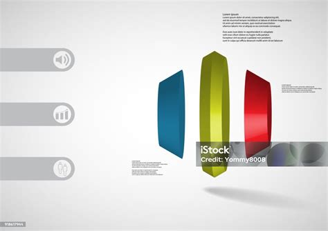 3d Illustration Infografik Vorlage Mit Motiv Der Runde Sechseck Unterteilt Vertikal In Drei