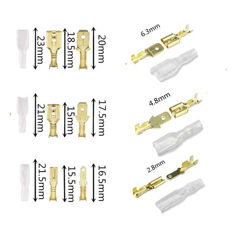 Badu Bg 100 бр Партида 2 8 4 8 6 3 Mm женски и мъжки конектори за клеми за кримпване Златен