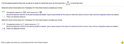 Solved 4x Find The Absolute Extrema If They Exist As Well