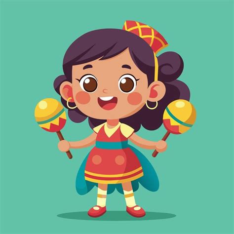 왕관과 풍선 한 어리 를 가진 만화 소녀 프리미엄 벡터