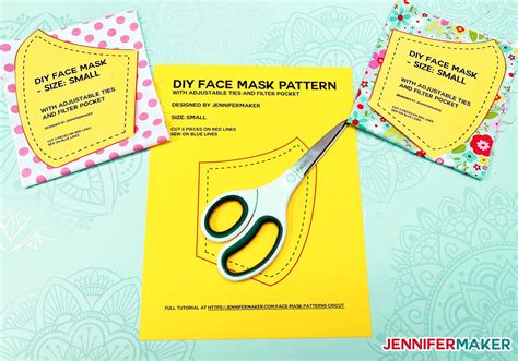 Diy Face Mask Pattern Cut By Hand Or On A Cricut Jennifer Maker Easy Face Masks Diy Face