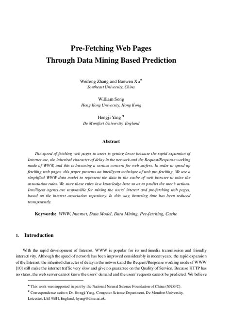 Pdf Pre Fetching Web Pages Through Data Mining Based Prediction